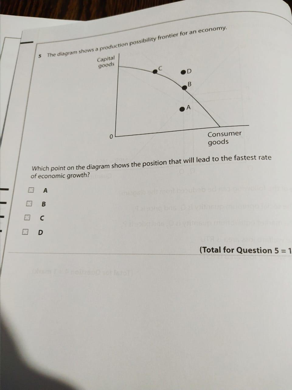 Solved 5 The diagram shows a production possibility frontier | Chegg.com