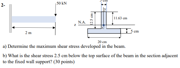Solved a) Determine the maximum shear stress developed in | Chegg.com