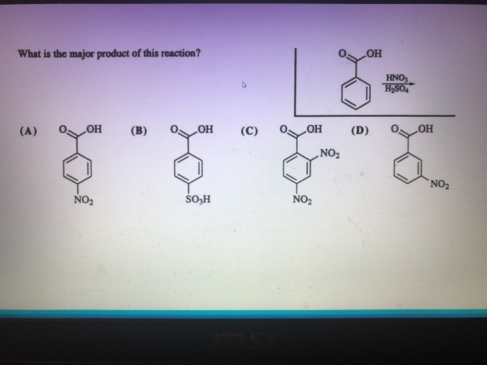 Solved What is the major product of this reaction? NO2 NO | Chegg.com