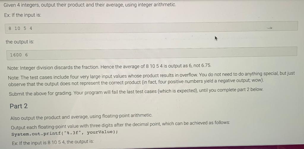 Solved Part 2 Also output the product and average, using | Chegg.com