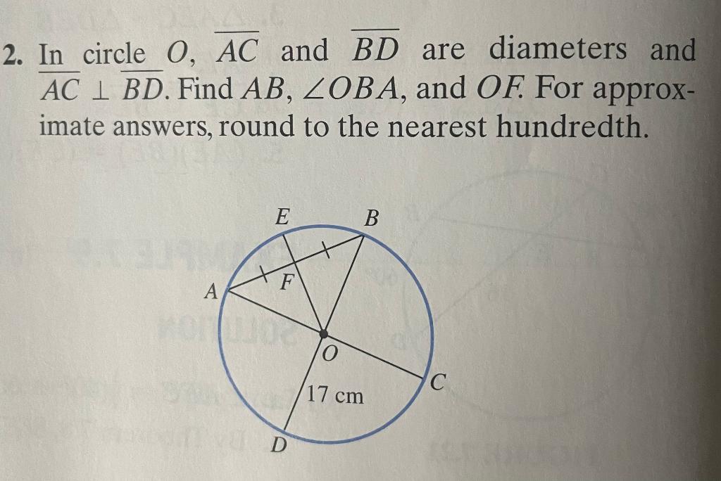 Solved In circle O,AC and BD are diameters and AC⊥BD. Find | Chegg.com