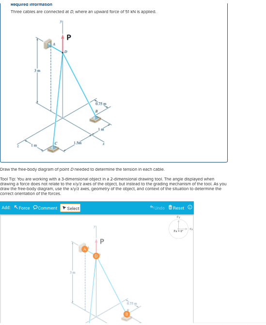 Solved Three cables are connected at D, where an upward | Chegg.com
