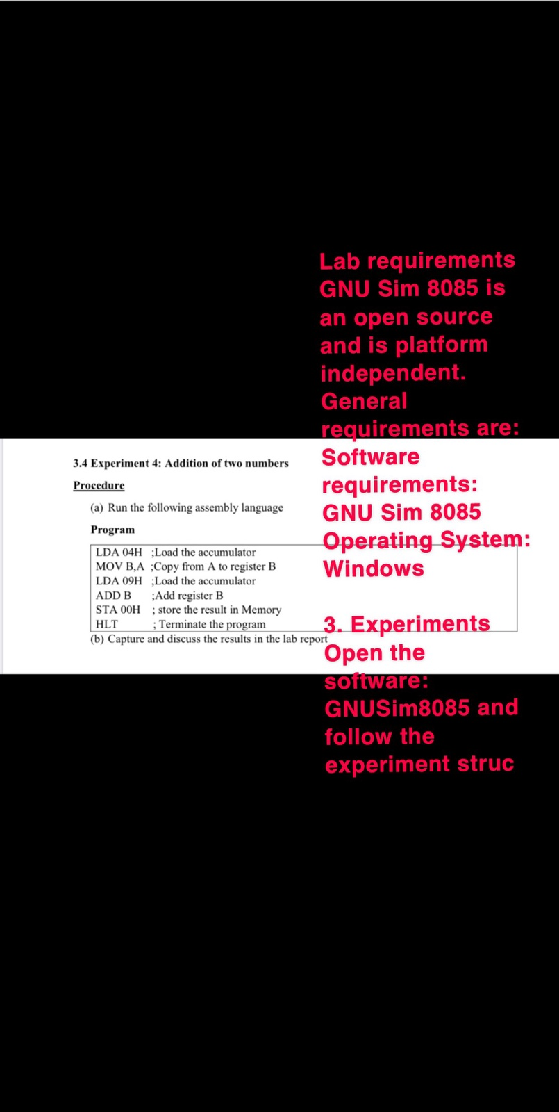 Solved Lab requirements GNU Sim 8085 is an open source and | Chegg.com