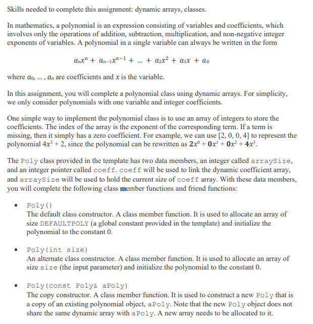 Skills needed to complete this assignment: dynamic | Chegg.com