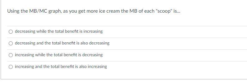 Solved Using the MB/MC graph, as you get more ice cream the | Chegg.com