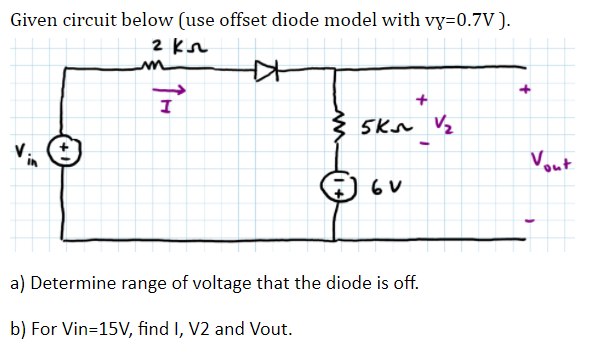Solved m Given circuit below (use offset diode model with | Chegg.com