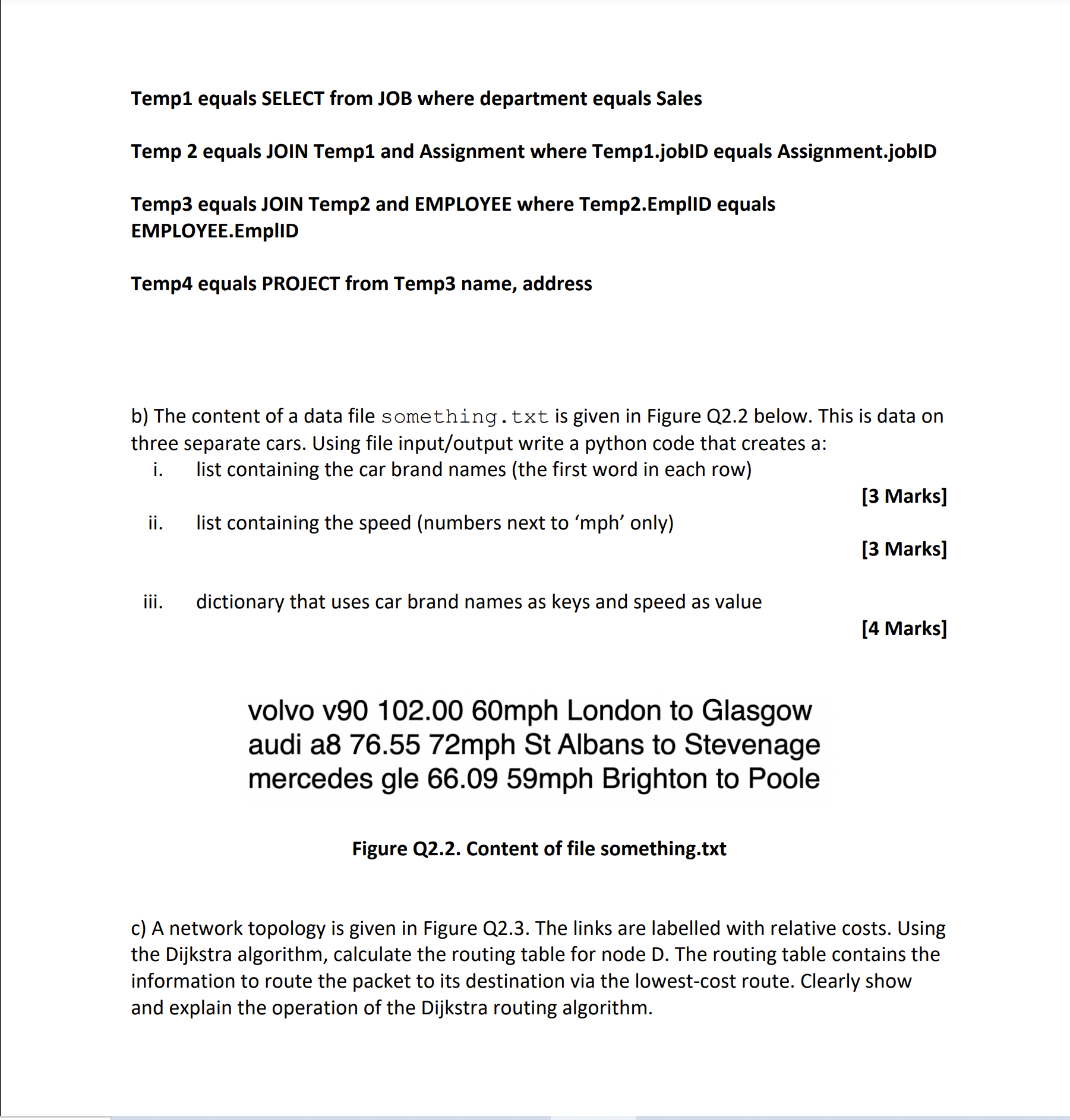 a) This question is about databases. i. Explain the | Chegg.com