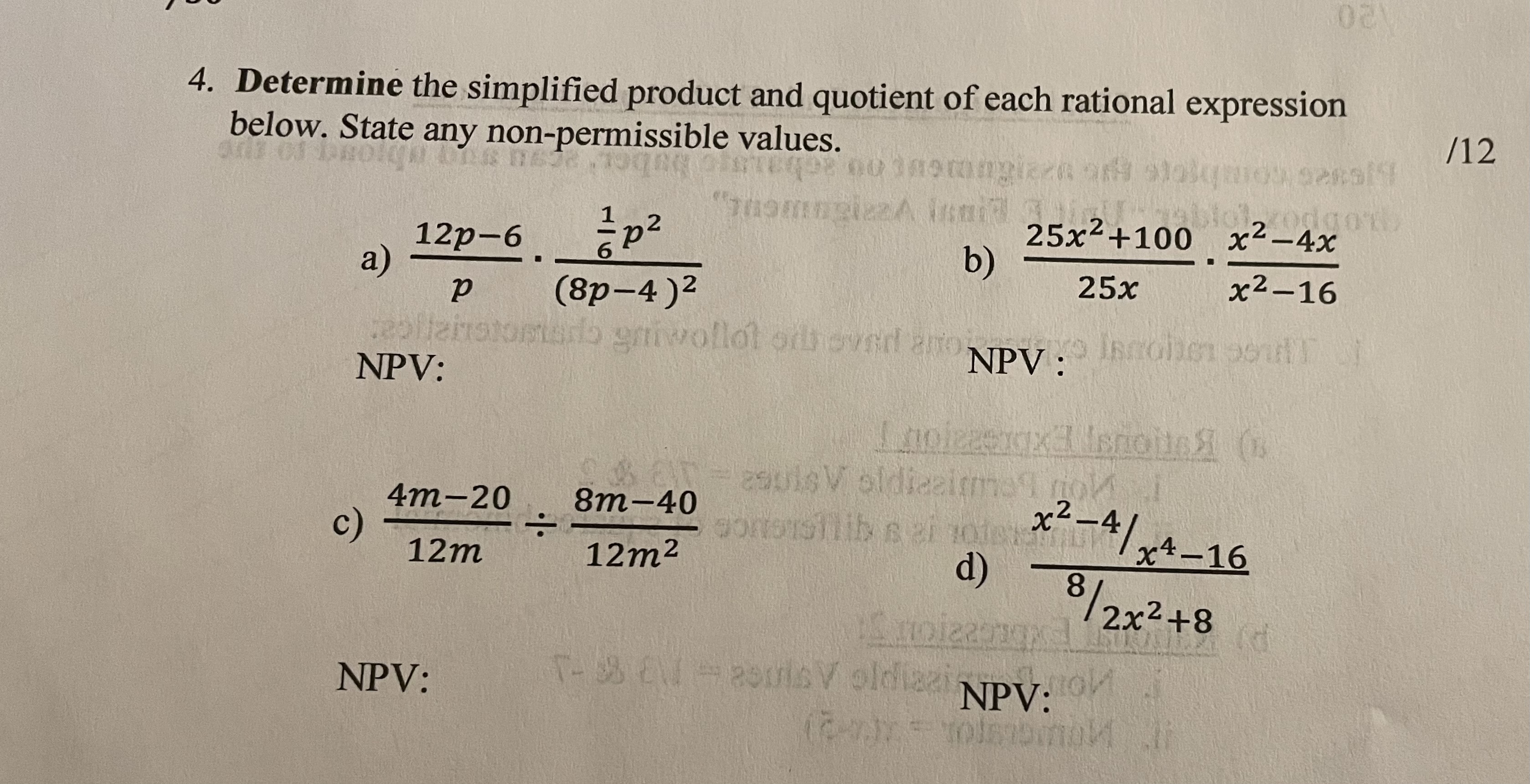Solved 4. Determine the simplified product and quotient of | Chegg.com