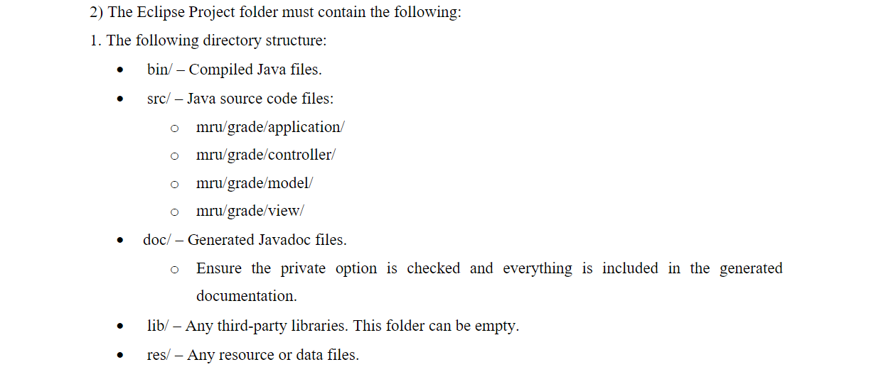 Solved 2) The Eclipse Project folder must contain the | Chegg.com