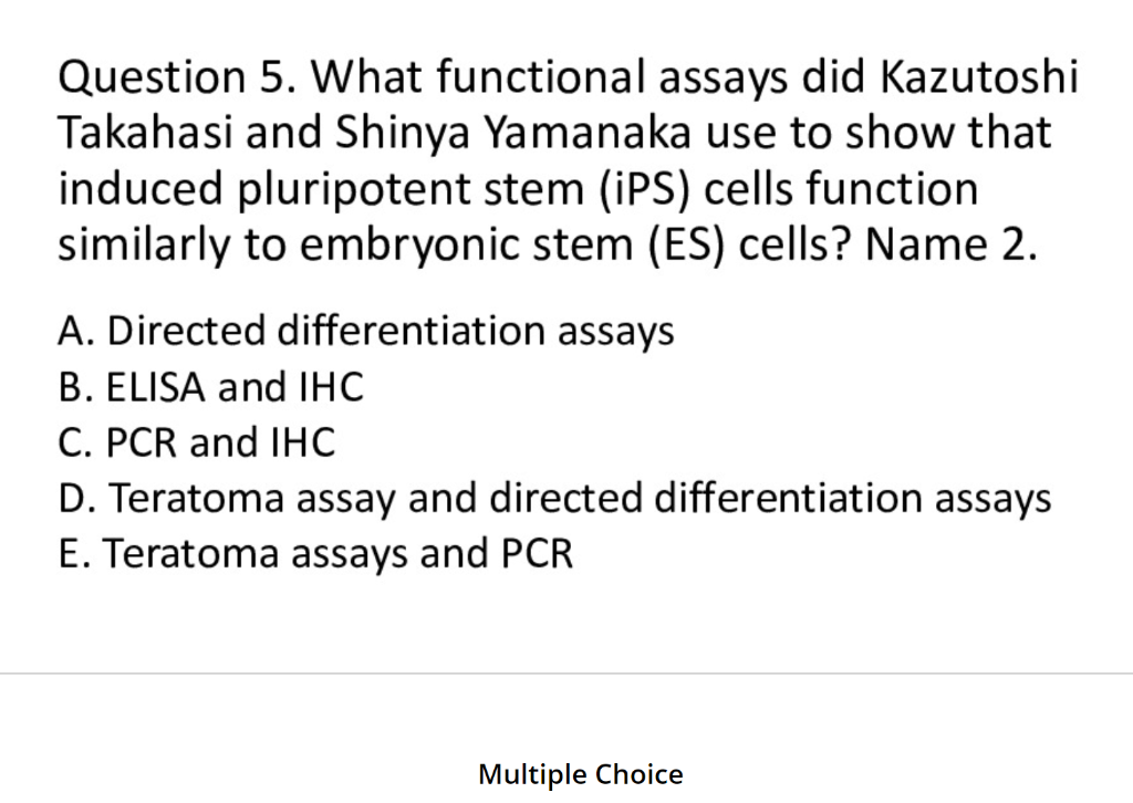 Solved Question 5. What functional assays did Kazutoshi | Chegg.com