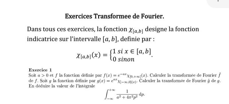 Solved Exercices Transformee de Fourier.Dans tous ces | Chegg.com