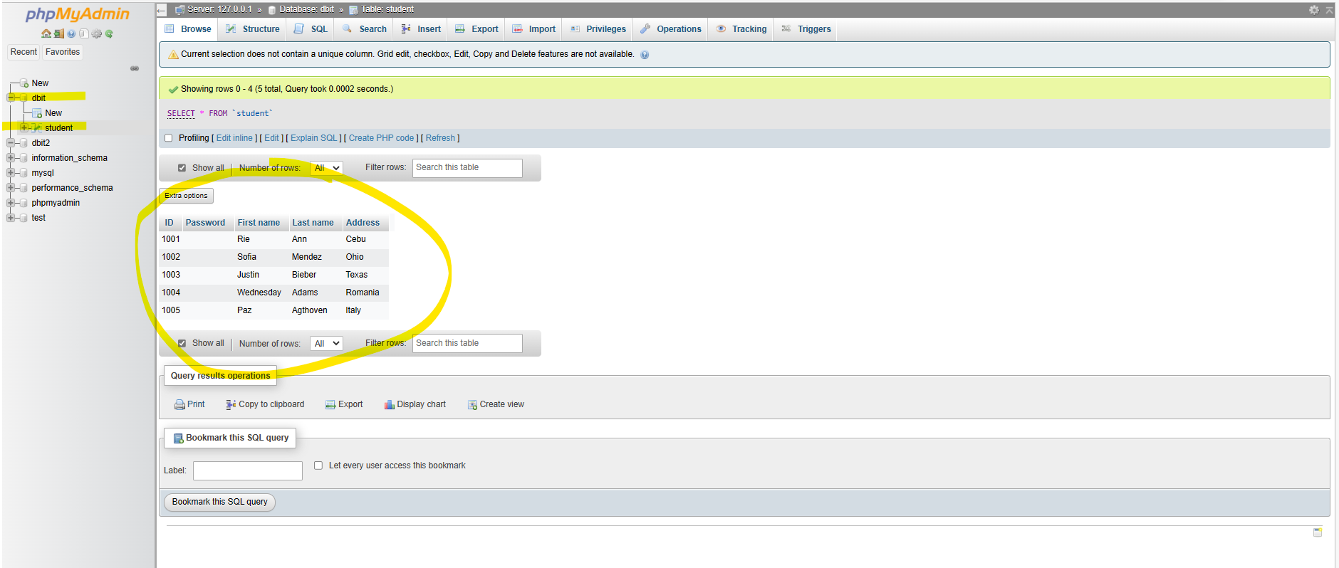 Solved Using phpMyadmin. Can you help me to create a code | Chegg.com
