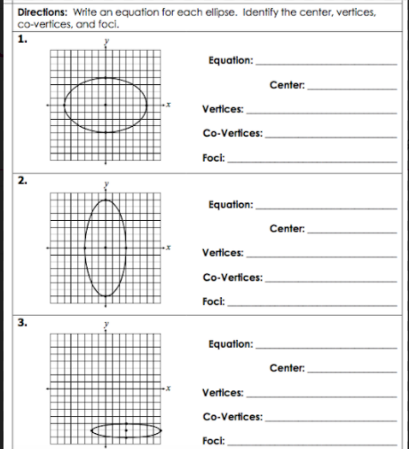 Solved Directions: Write an equation for each ellipse. | Chegg.com