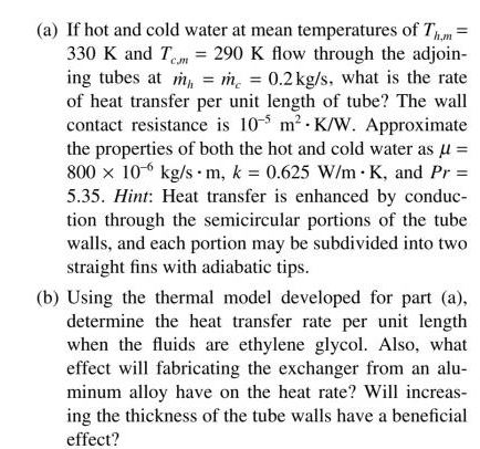 8.65 A double-wall heat exchanger is used to transfer | Chegg.com