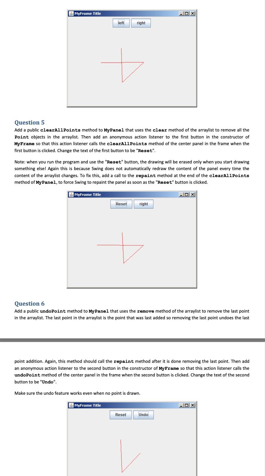Solved Question 1 Create a My Frame class that extends | Chegg.com