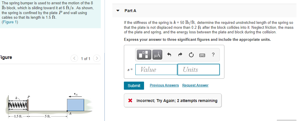 Solved Part A The spring bumper is used to arrest the motion | Chegg.com