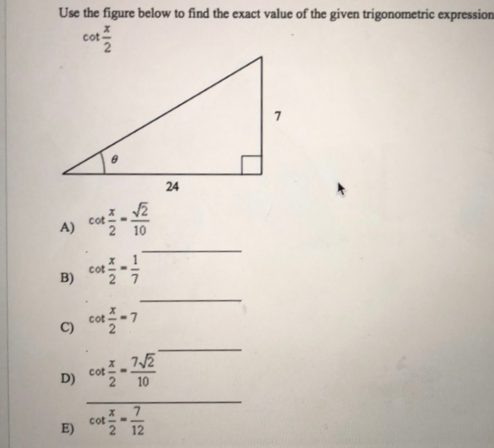 Solved Use the figure below to find the exact value of the | Chegg.com