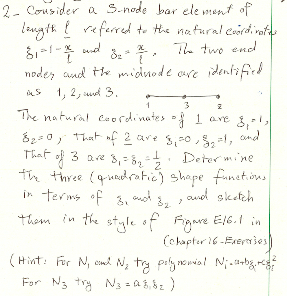 2. Consider a 3-node bar element of length l referred | Chegg.com