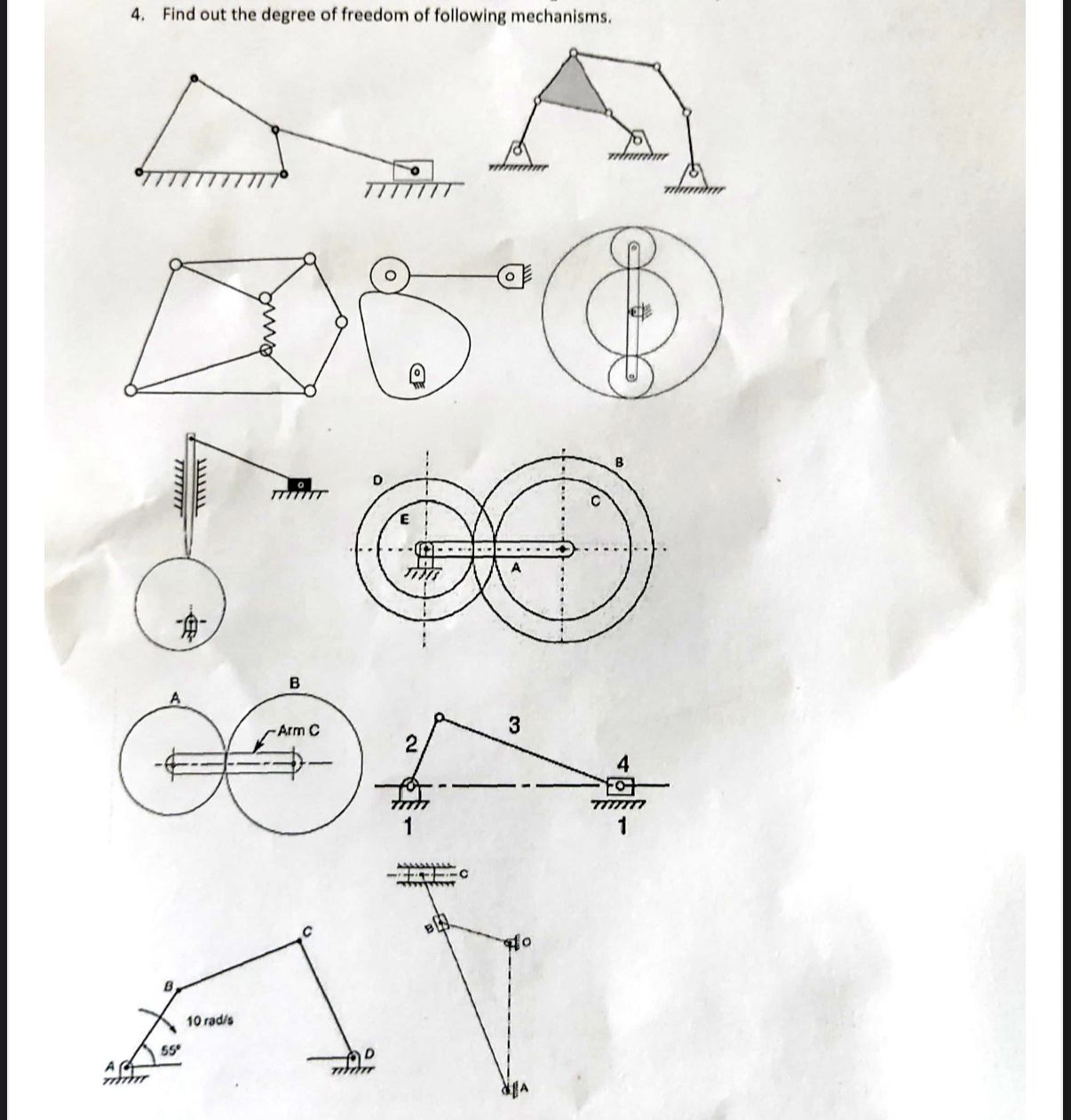 Solved Find out the degree of freedom of following | Chegg.com