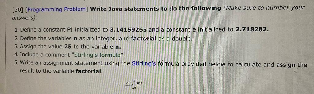 Solved 30 Programming Problem Write Java Statements To 0533