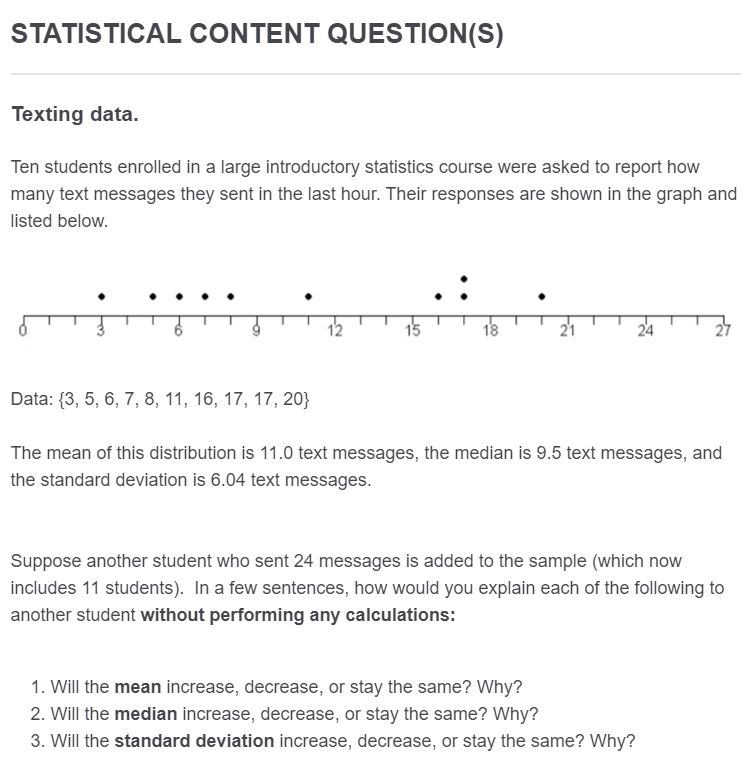 Solved Texting data. Ten students enrolled in a large | Chegg.com