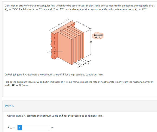 Solved Consider an array of vertical rectangular fins, which | Chegg.com