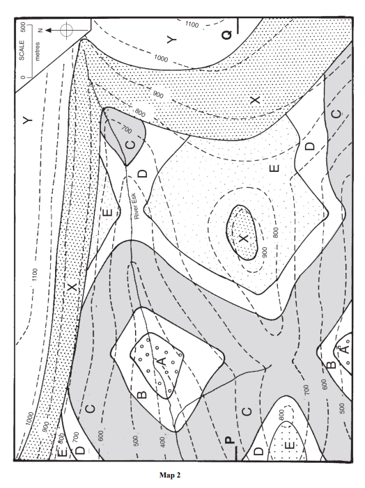 Solved On Map 2, Indicate on the map the outcrop of the | Chegg.com