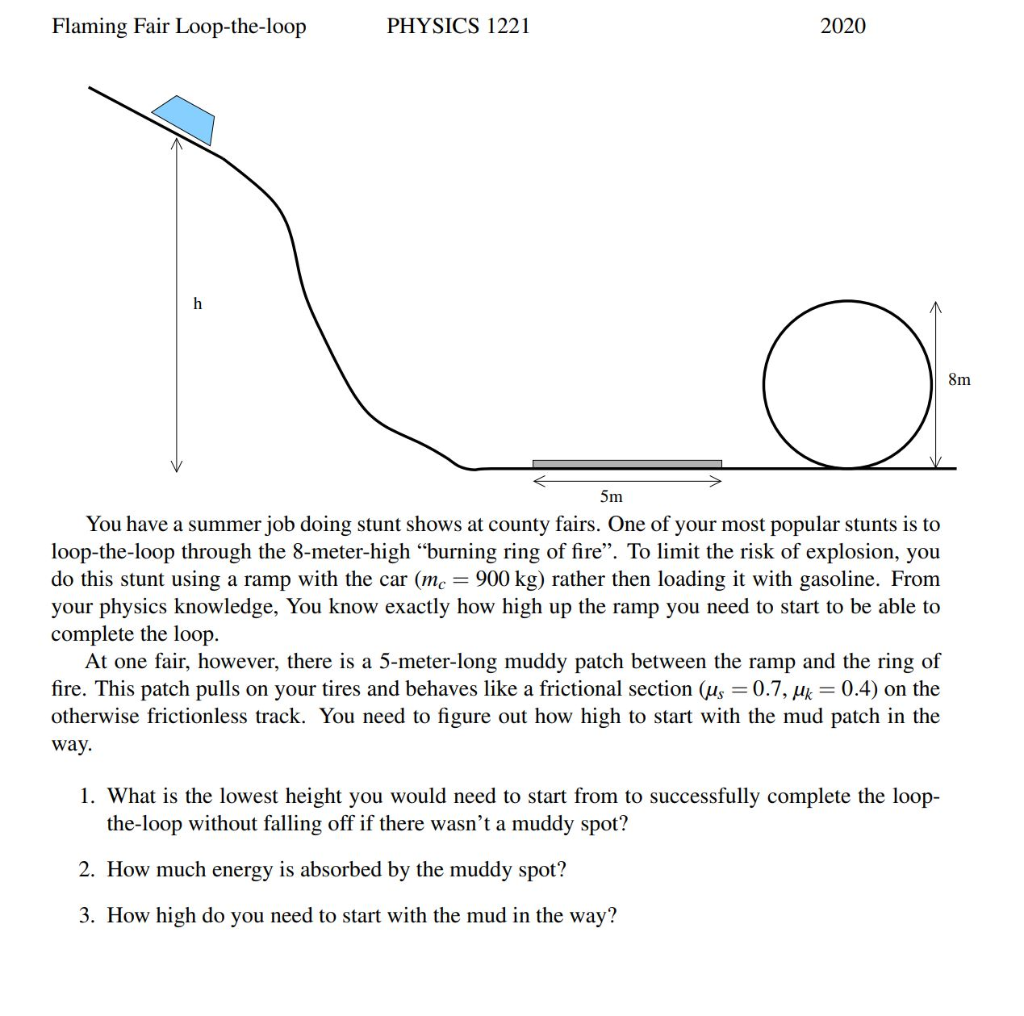 Solved Flaming Fair Loop-the-loop PHYSICS 1221 2020 h a 아 8m | Chegg.com