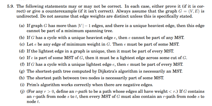 Solved 5.9. The following statements may or may not be | Chegg.com