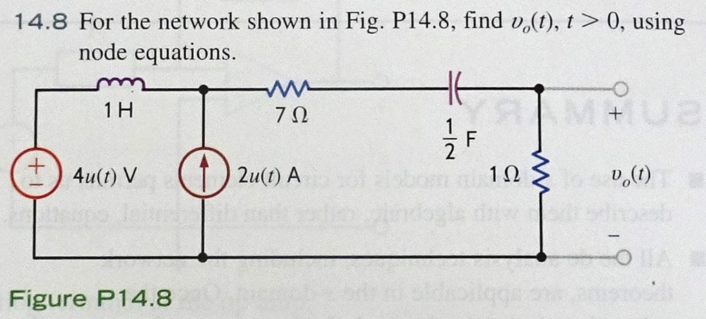 Solved 14.8 For the network shown in Fig. P14.8, find v,(t), | Chegg.com