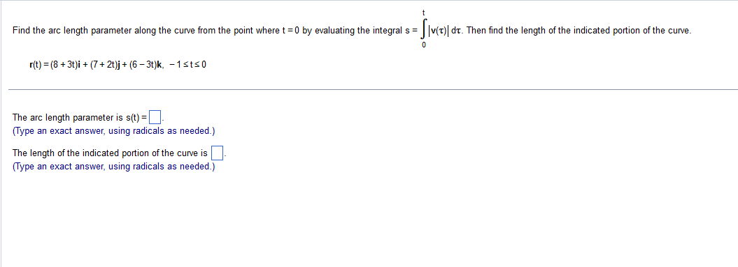 Solved Find the arc length parameter along the curve from | Chegg.com