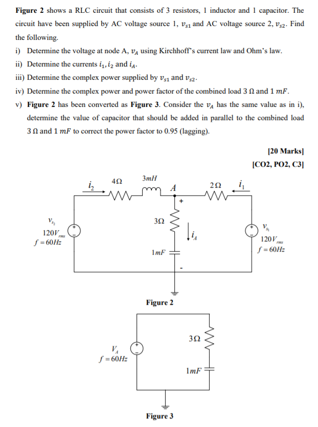 Solved Figure 2 shows a RLC circuit that consists of 3 | Chegg.com