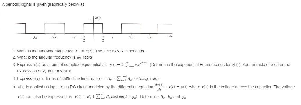 Solved A periodic signal is given graphically below as x(1) | Chegg.com