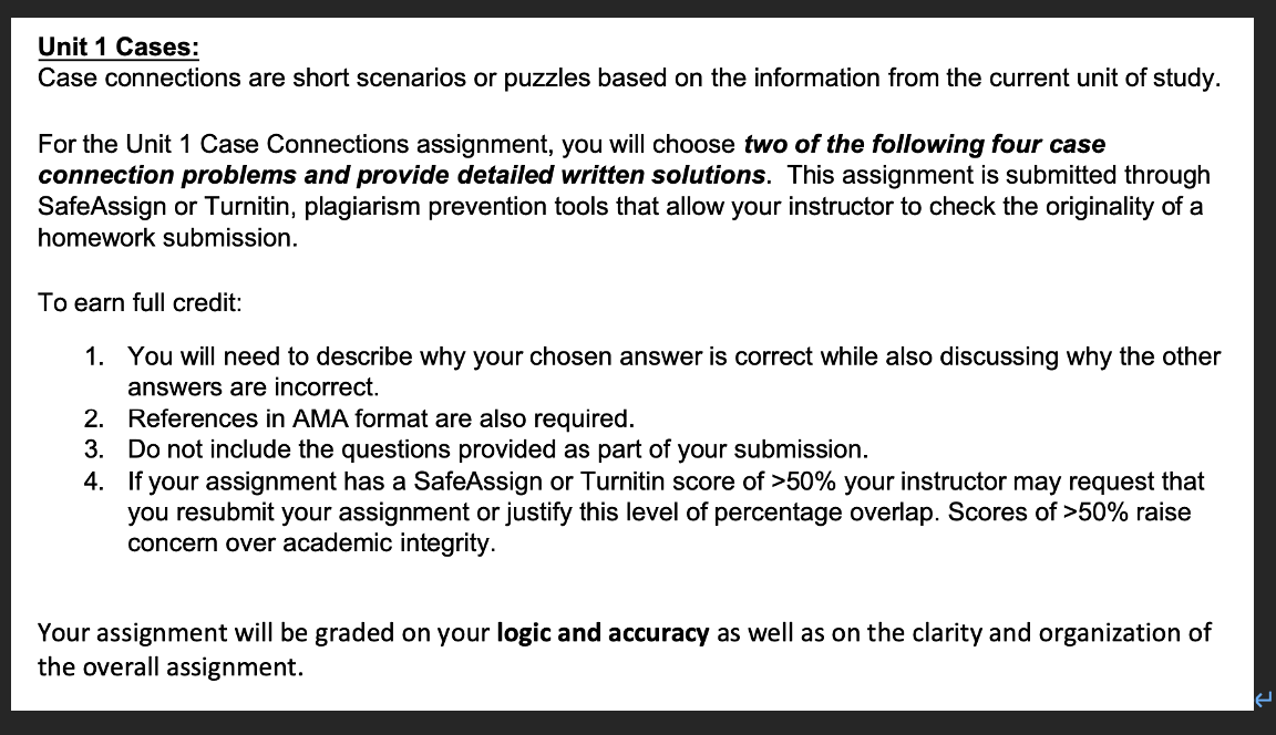 Here is my answer for the case connection assignment | Chegg.com