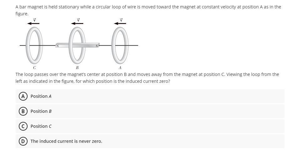 Solved A bar magnet is held stationary while a circular loop | Chegg.com