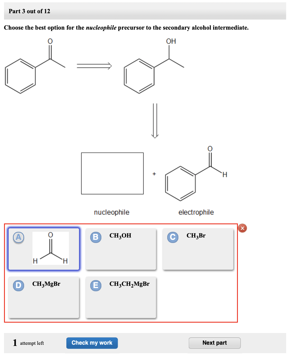 Solved Part 3 out of 12 Choose the best option for the | Chegg.com