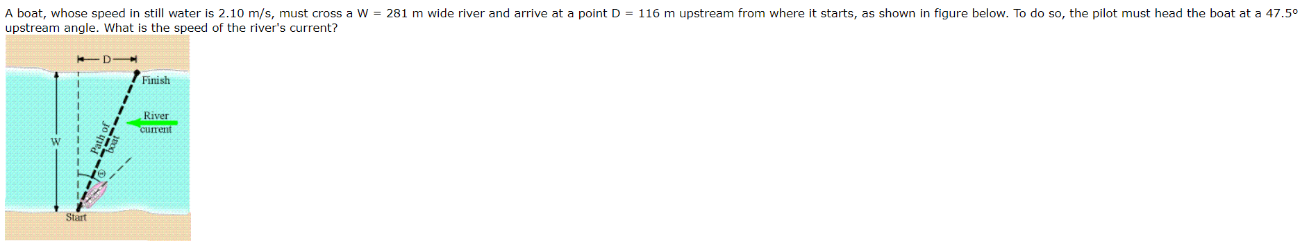 Solved A boat, whose speed in still water is 2.10 m/s, must | Chegg.com