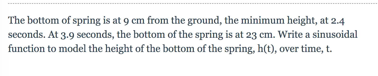 Solved The bottom of spring is at 9 cm from the ground, the | Chegg.com