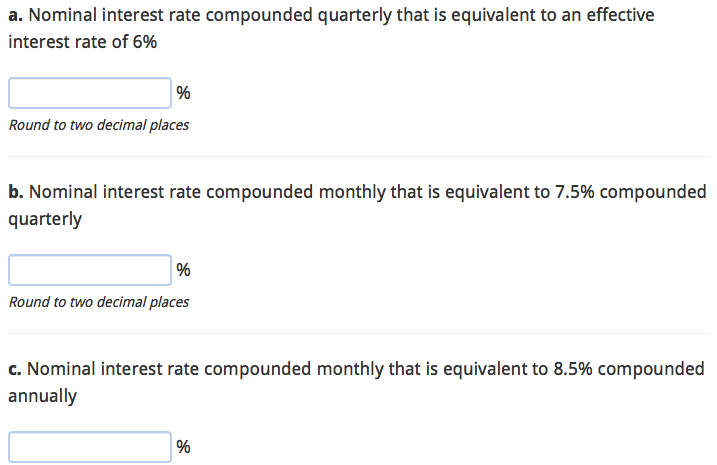 Solved a. Nominal interest rate compounded quarterly that is | Chegg.com
