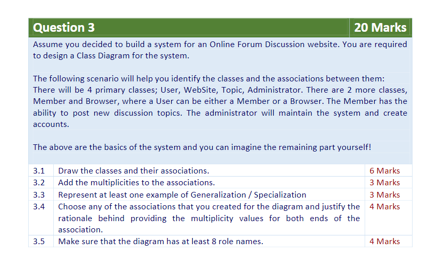 Solved Question 3 20 Marks Assume you decided to build a | Chegg.com