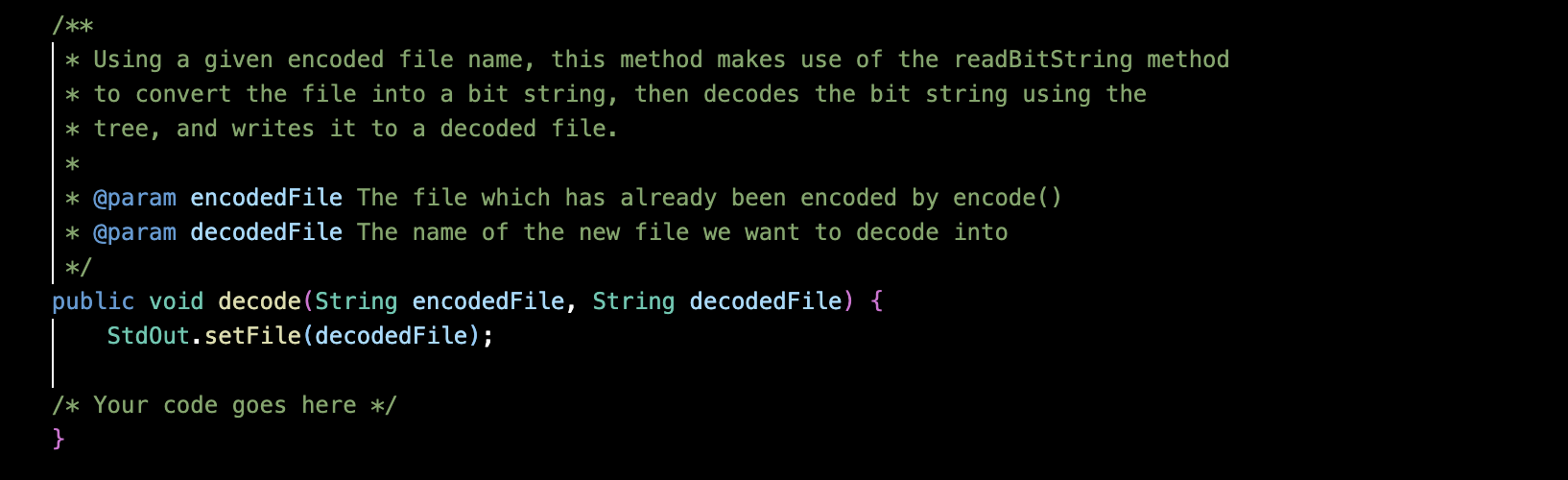 Solved I need help completing the encode and decode methods | Chegg.com