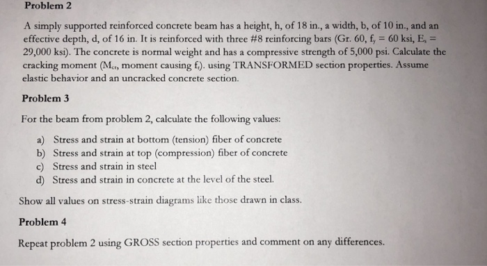 Solved Problem2 A simply supported reinforced concrete beam | Chegg.com
