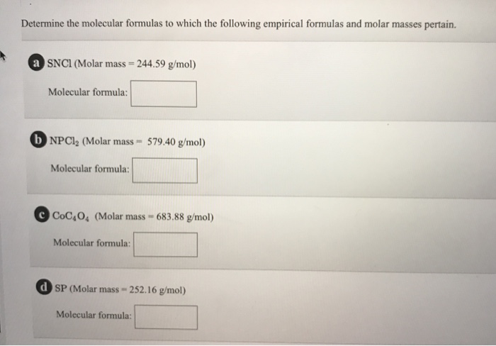 Solved Determine the molecular formulas to which the | Chegg.com