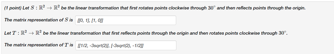 Solved (1 point) Let S : R2 + R2 be the linear | Chegg.com