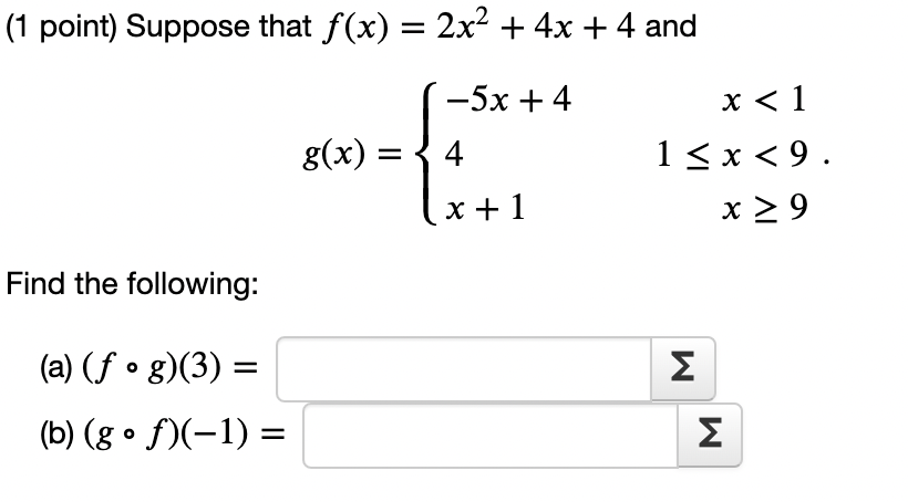 Solved (1 point) Suppose that f(x)=2x2+4x+4 and | Chegg.com