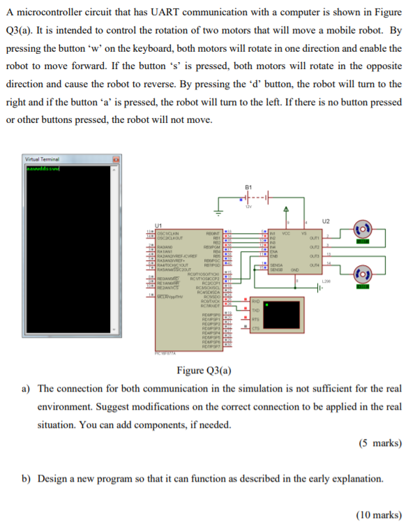 Solved A microcontroller circuit that has UART communication | Chegg.com