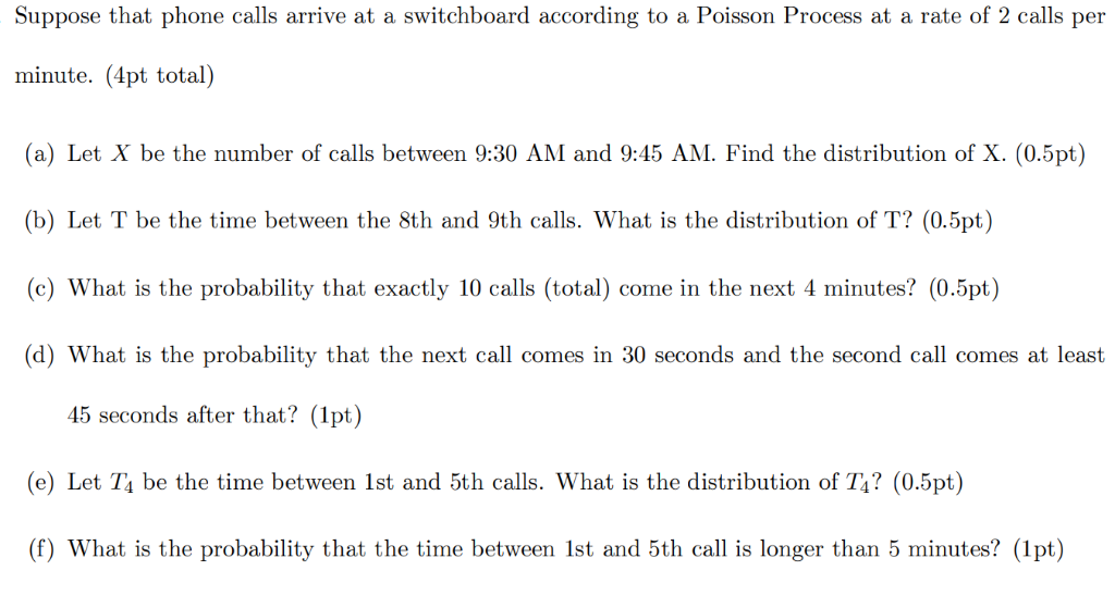 Solved Suppose that phone calls arrive at a switchboard | Chegg.com