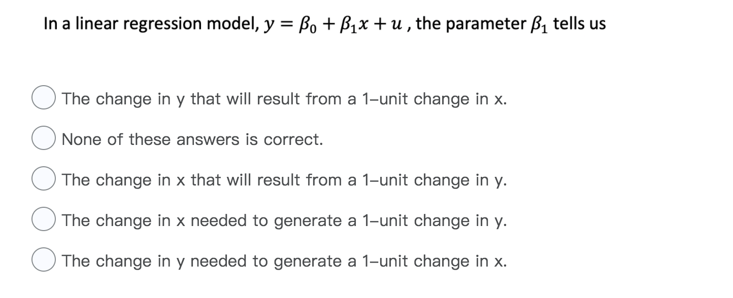 Solved In a linear regression model, y = Bo + B1x+u, the | Chegg.com