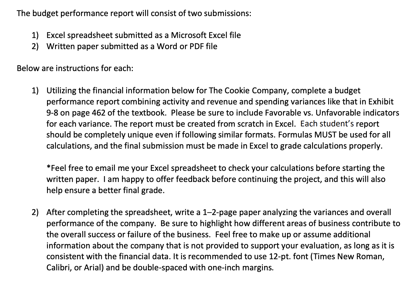he-budget-performance-report-will-consist-of-two-chegg