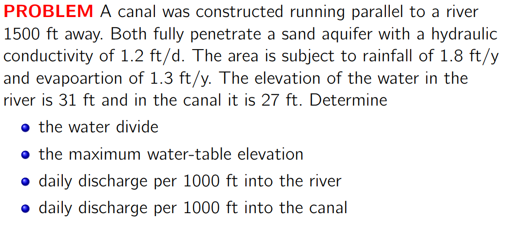Solved A canal was constructed running parallel to a river | Chegg.com